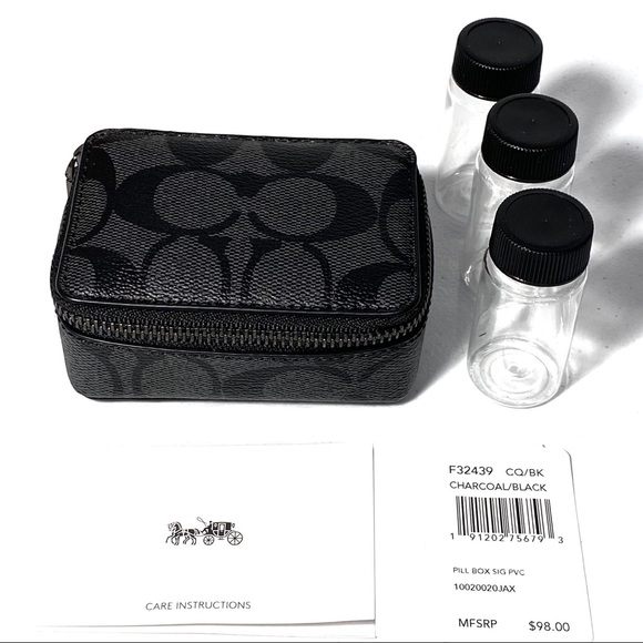 Coach | Accessories | Coach Pill Box Signature Canvas Holds 3 Bottles ...